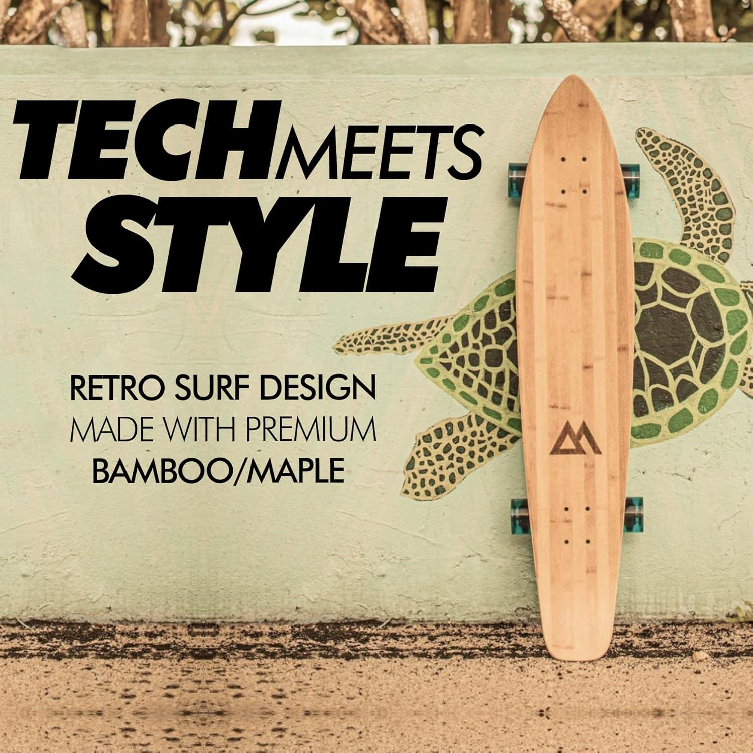 Magneto 44 inch Kicktail Cruiser Longboard Skateboard | Bamboo and Hard ...